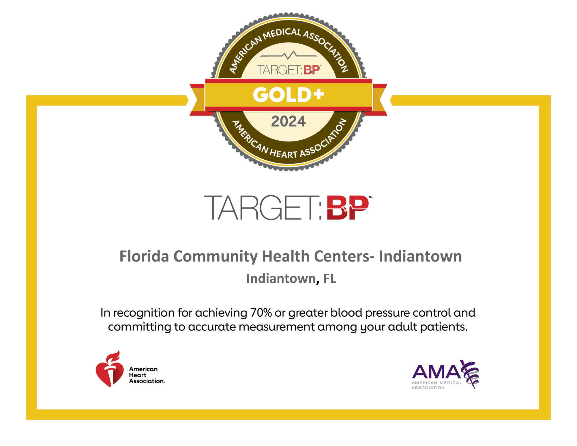 Florida Community Health Centers Achieves Target BP Gold+ Recognition ...